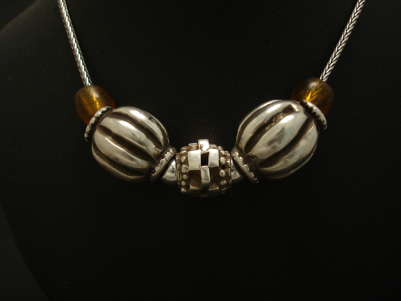 SOLD. Three Rare Old Silver Beads in Unique Necklace - Christopher ...