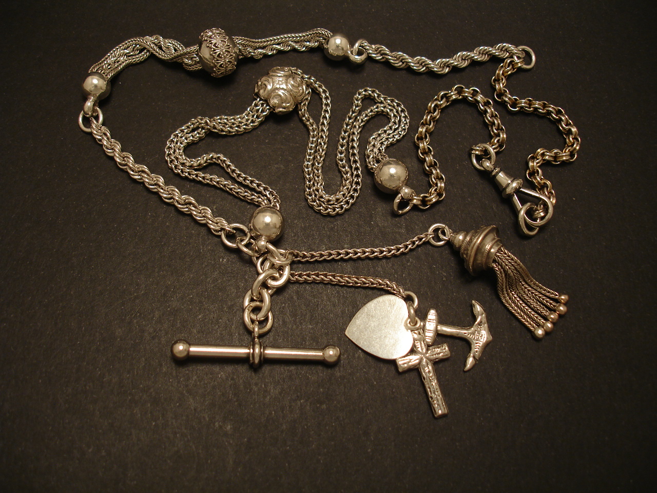 Albertina Antique Silver Chains in a Necklace - Christopher William ...