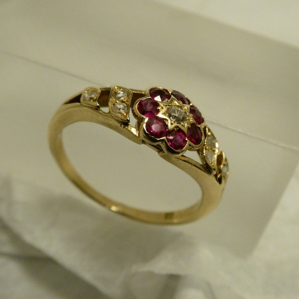 English Ruby, Diamond, 18ctGold Antique Ring - Christopher William ...